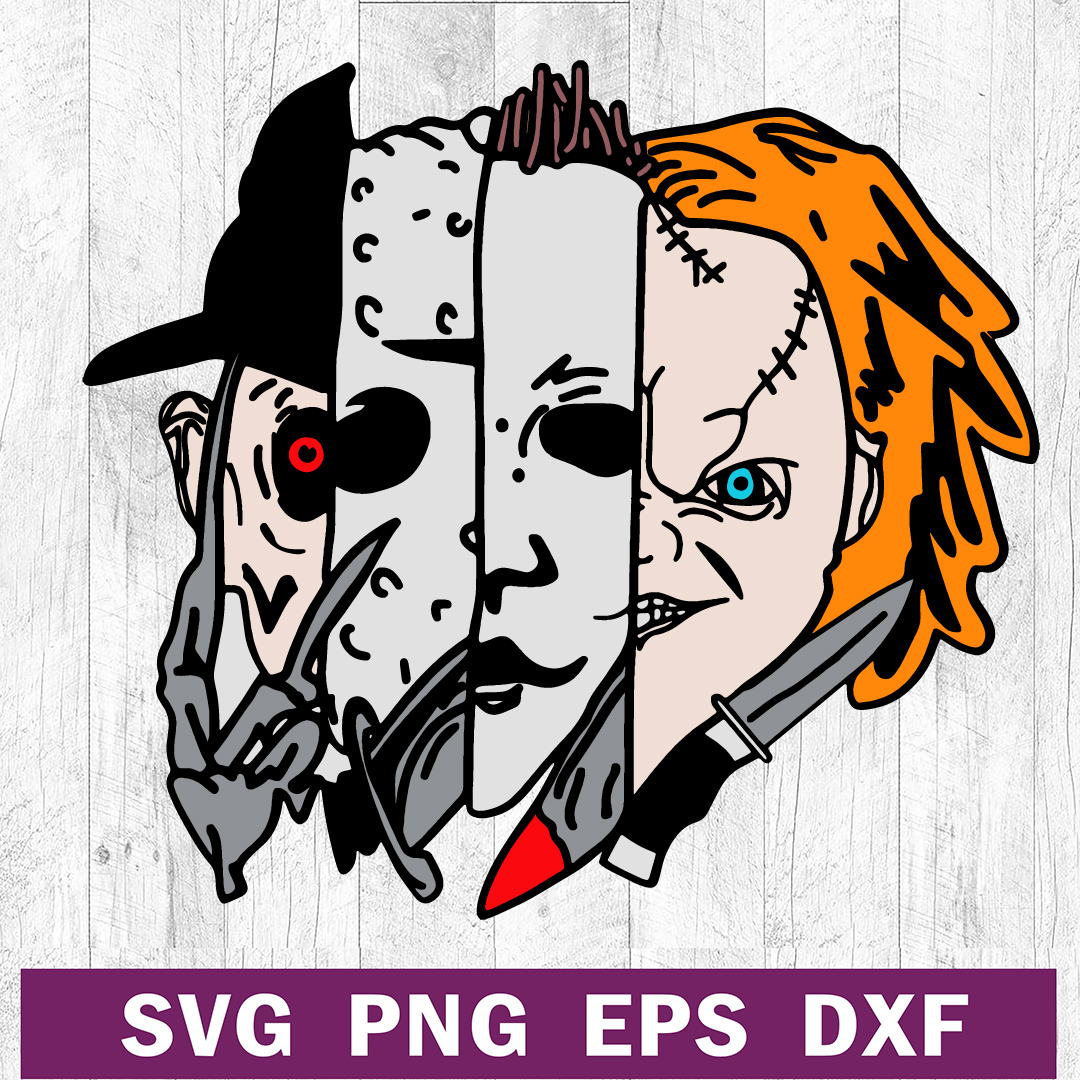 Jason Face Svg Freddy Jason Myers And Leather Face Squad SVG