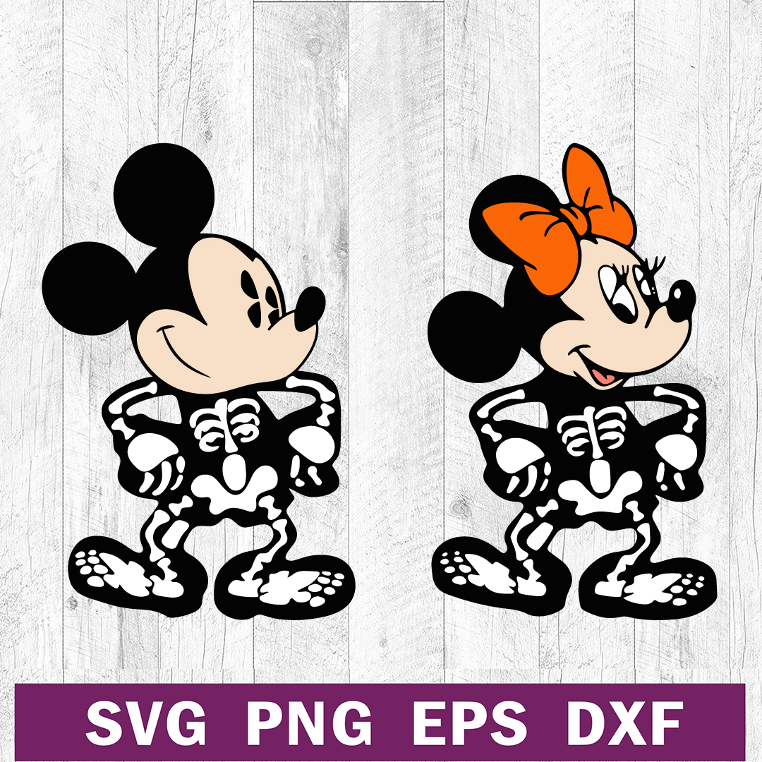 Mickey and minnie skeleton halloween SVG PNG file, Disney ha | Inspire ...