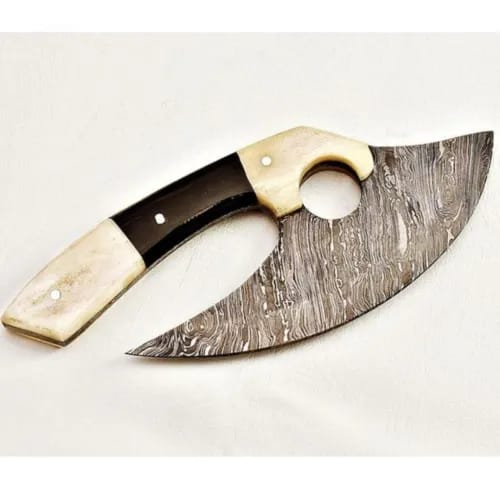 Handmade Damascus ulu knife bone handle meat cleaver Ulu piz - Inspire ...