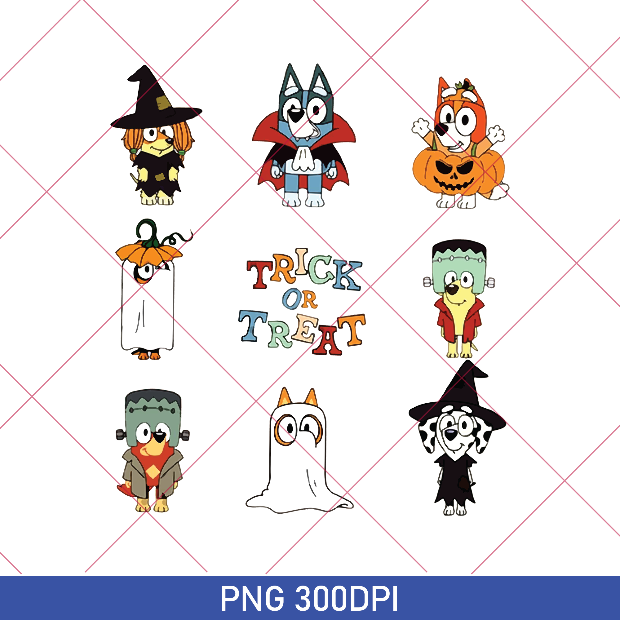Bluey Halloween Sublimation Png Bundle, Bluey & Co Halloween | Inspire ...