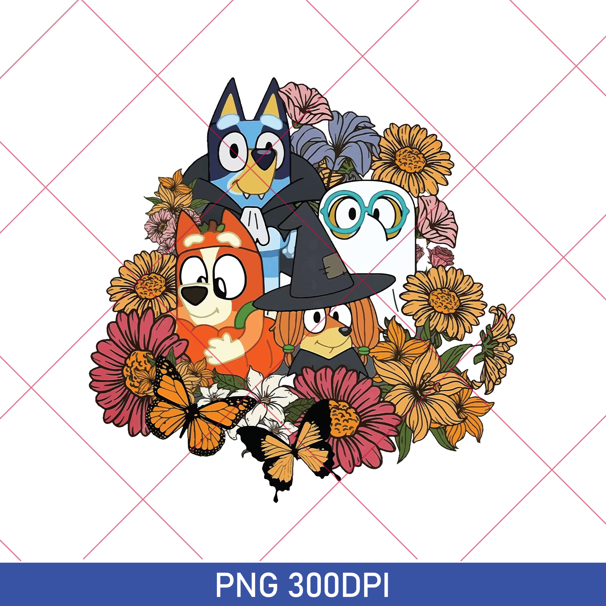 Bluey Floral Trick or Treat PNG, Bluey Halloween PNG, Trick | Inspire ...