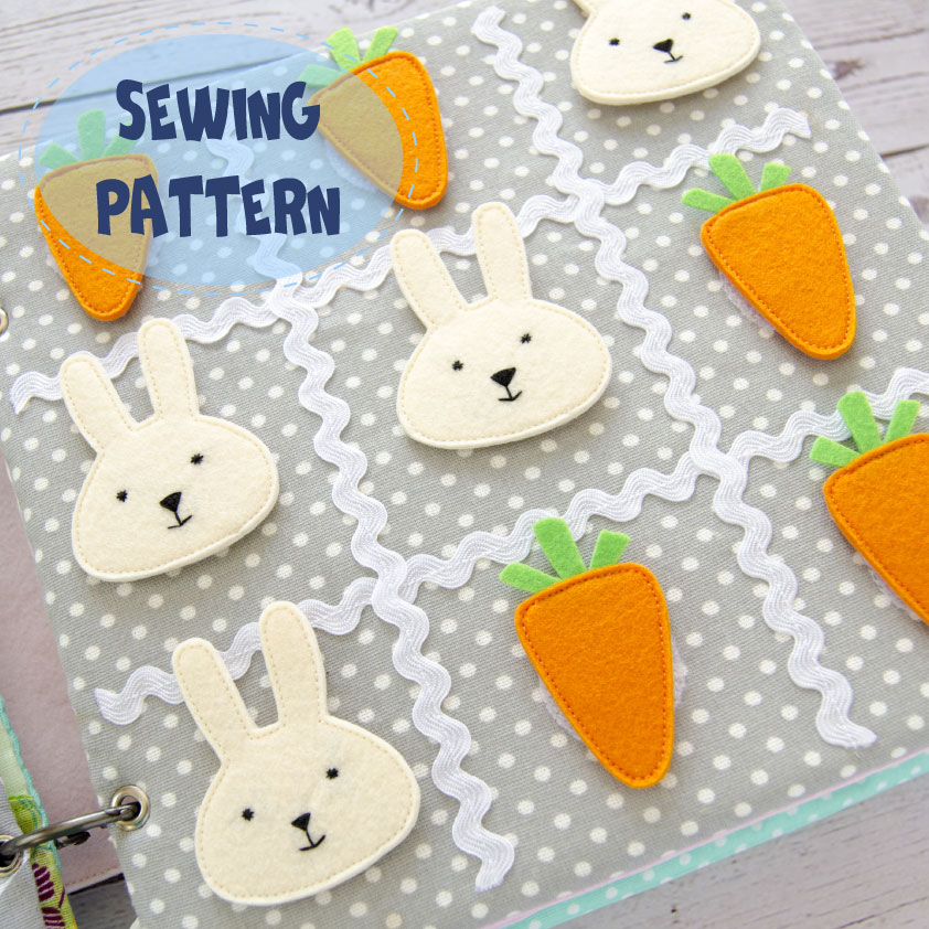 Quiet book page, Rabbit tic-tac-toe, PDF sewing pattern, SVG - Inspire ...