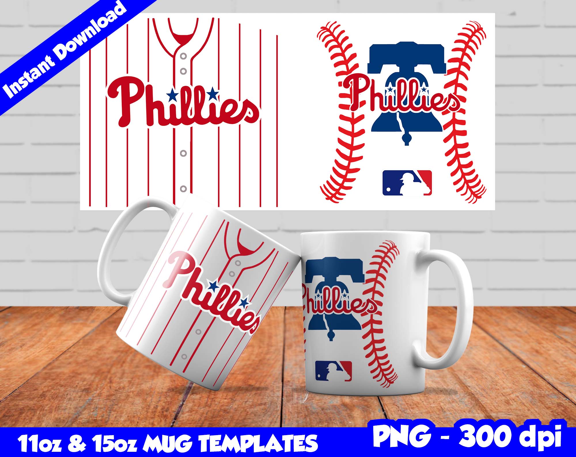 Phillies Mug Design Png, Sublimate Mug Template, Mug Wrap - Inspire Uplift