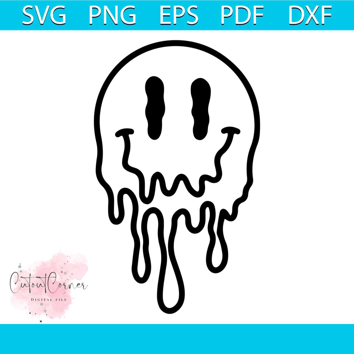 Outline Retro Bold Emoticon png, Drippy Smiley png, Melting | Inspire ...