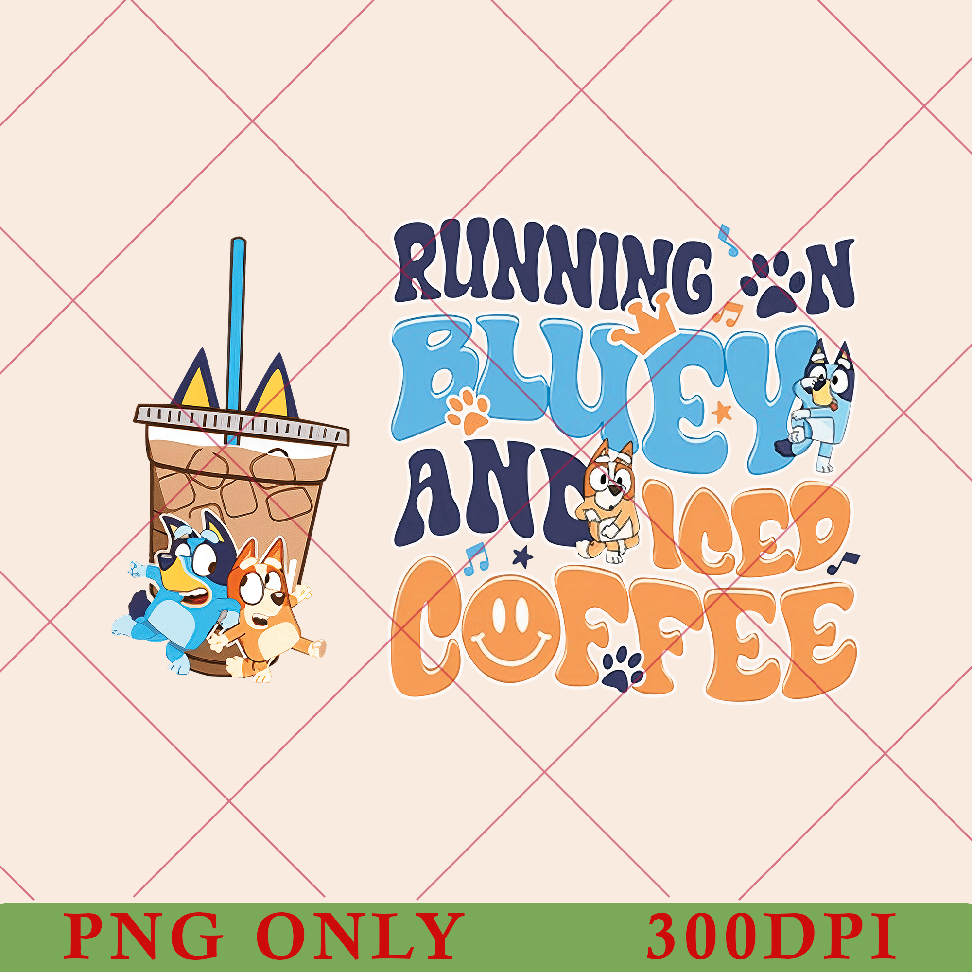 Cute Bluey Double-Sided Pattern PNG, Running On Bluey and Ic | Inspire ...