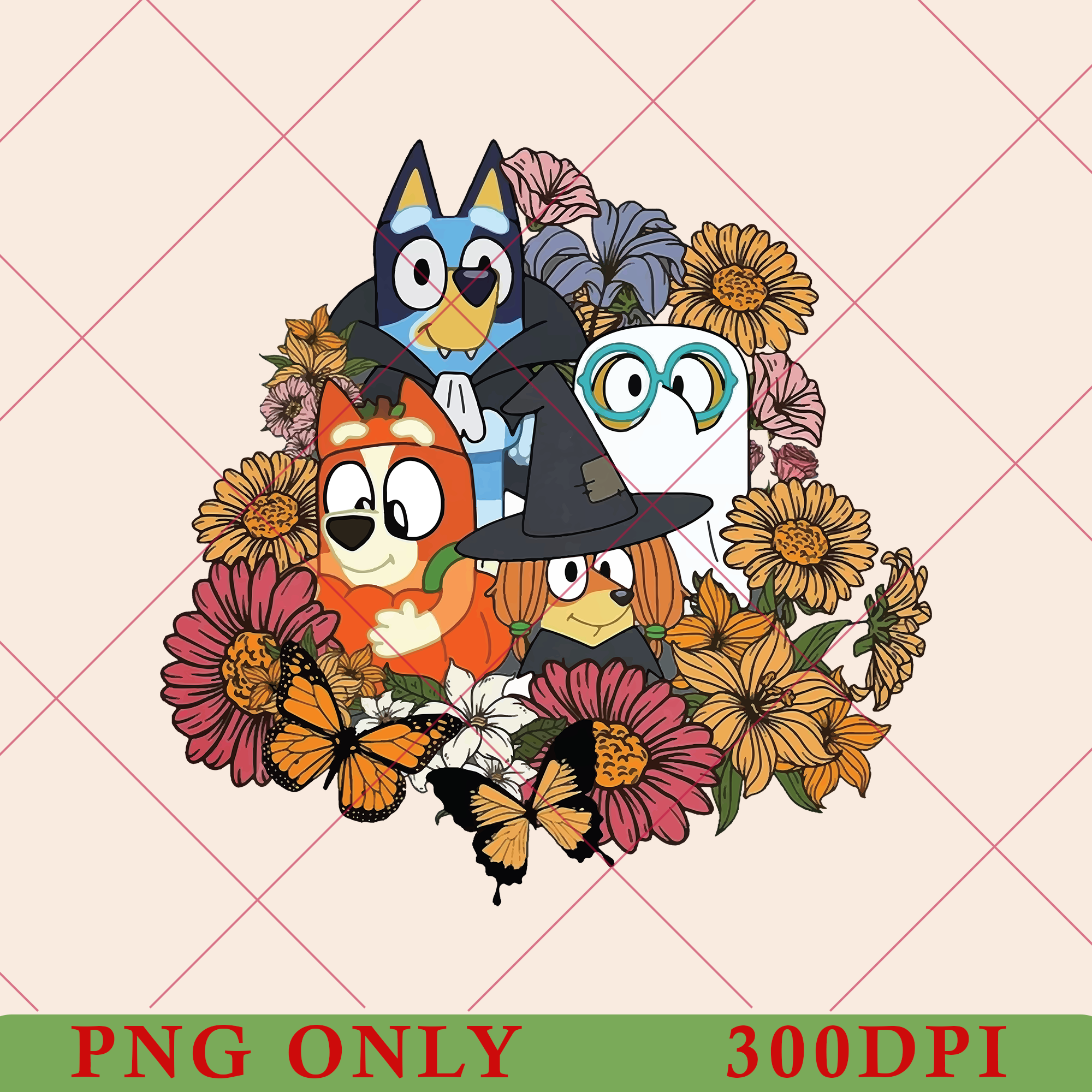 Bluey Floral Halloween Png, Bluey The Nightmare Before Png, | Inspire ...