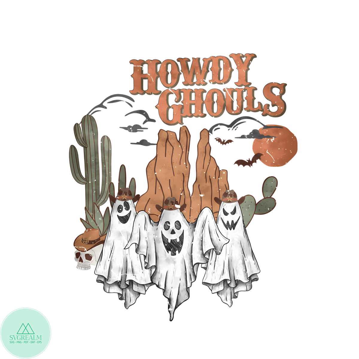Western Halloween PNG Howdy Ghouls PNG Sublimation | Inspire Uplift