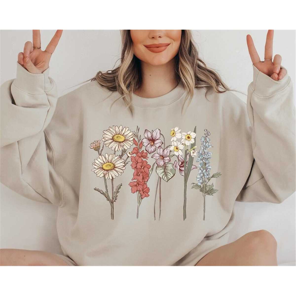 Personalized Month Flower Birth Flower Sweatshirt, Custom Bi | Inspire ...