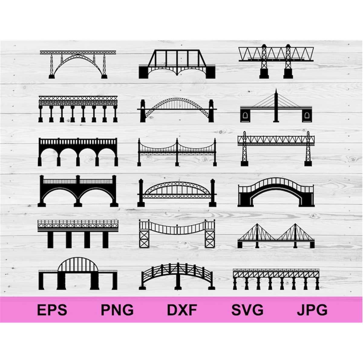 silhouette bridge architecture building design set of collec | Inspire ...
