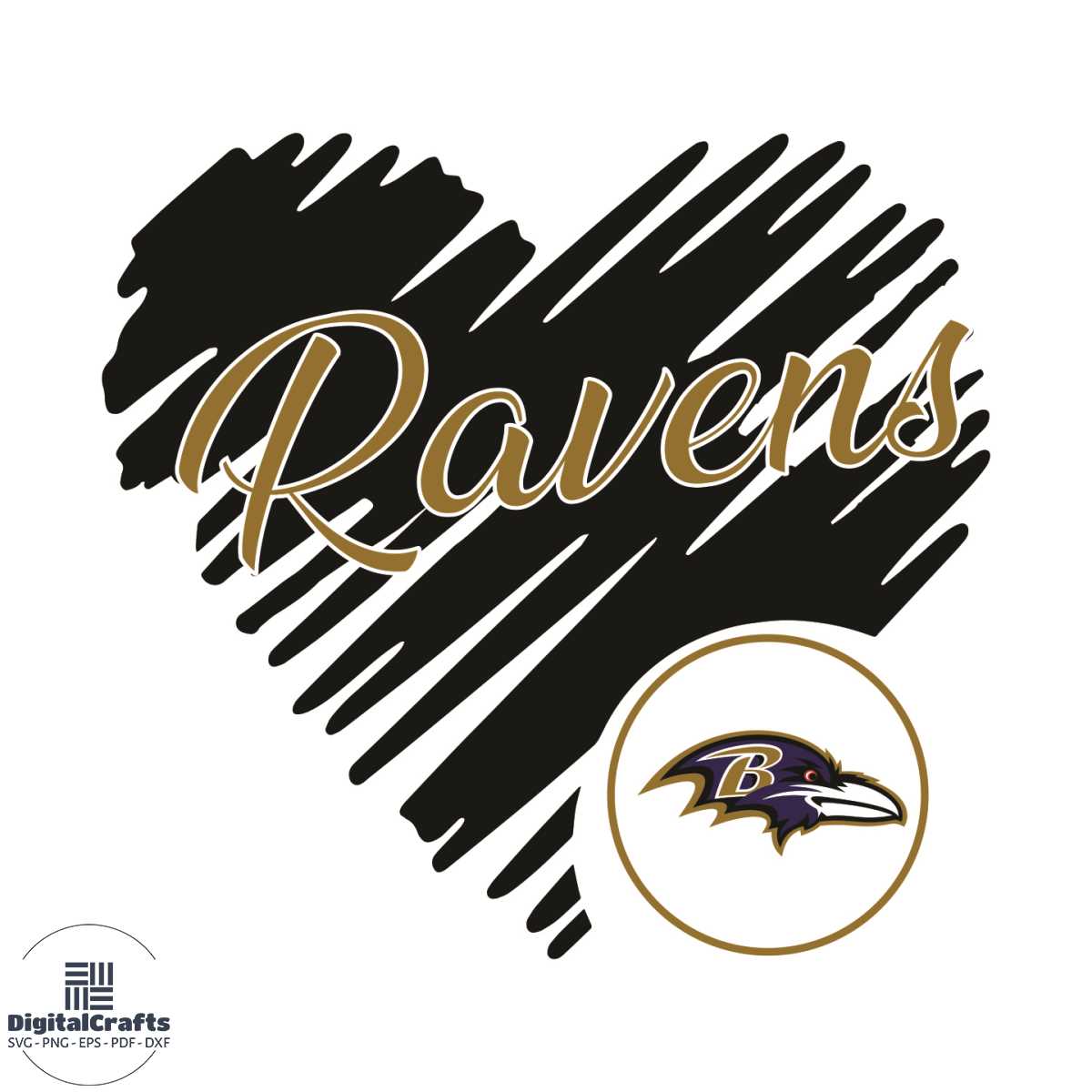 Heart Baltimore Ravens NFL Logo SVG Digital Cricut Files | Inspire Uplift