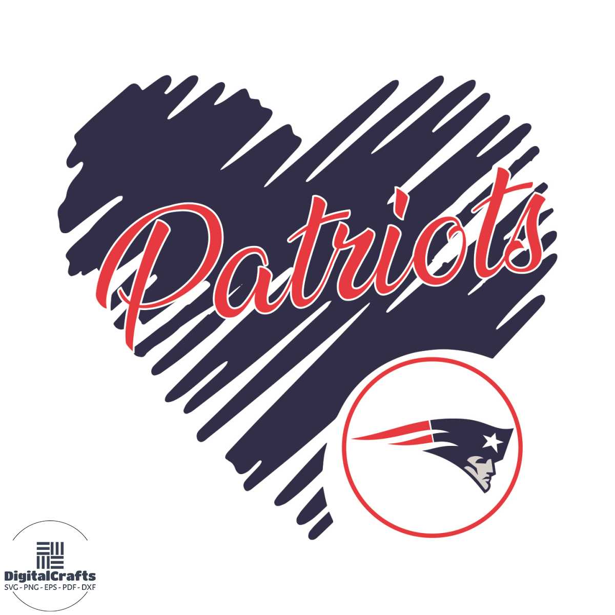 Heart New England Patriots NFL Team Logo SVG Digital Files | Inspire Uplift