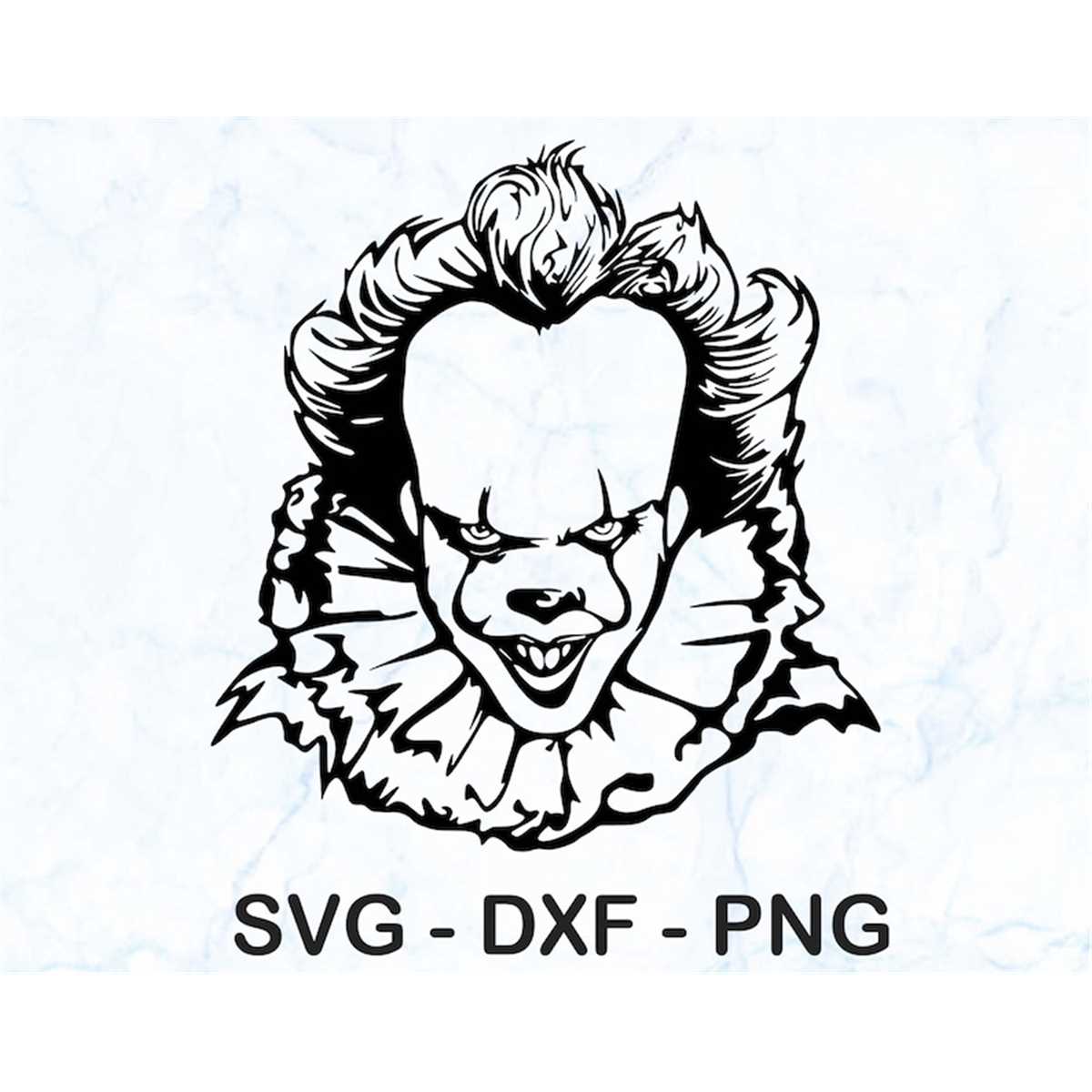 Pennywise Halloween Horror Scary Skull SVG Cut File PNG DXF | Inspire ...
