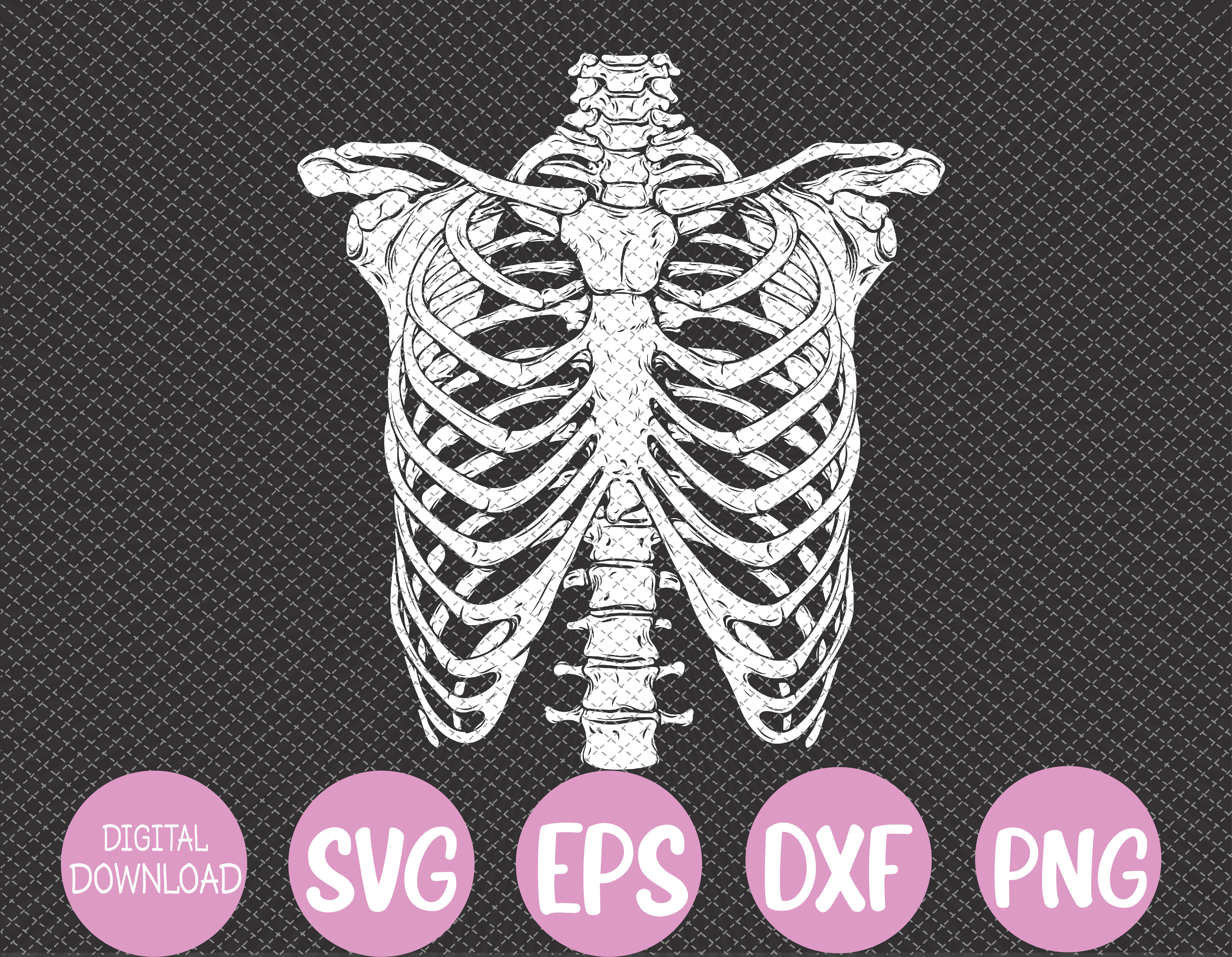 Skeleton Rib Cage Halloween Costume Svg, Eps, Png, Dxf, Digi | Inspire ...