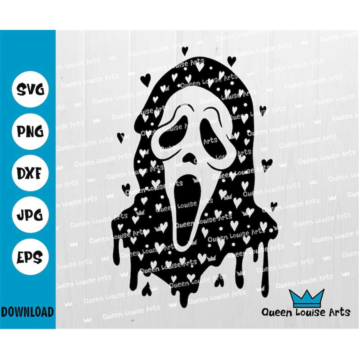 Scream mask with hearts svg png dxf, horror ghost svg clipar | Inspire ...