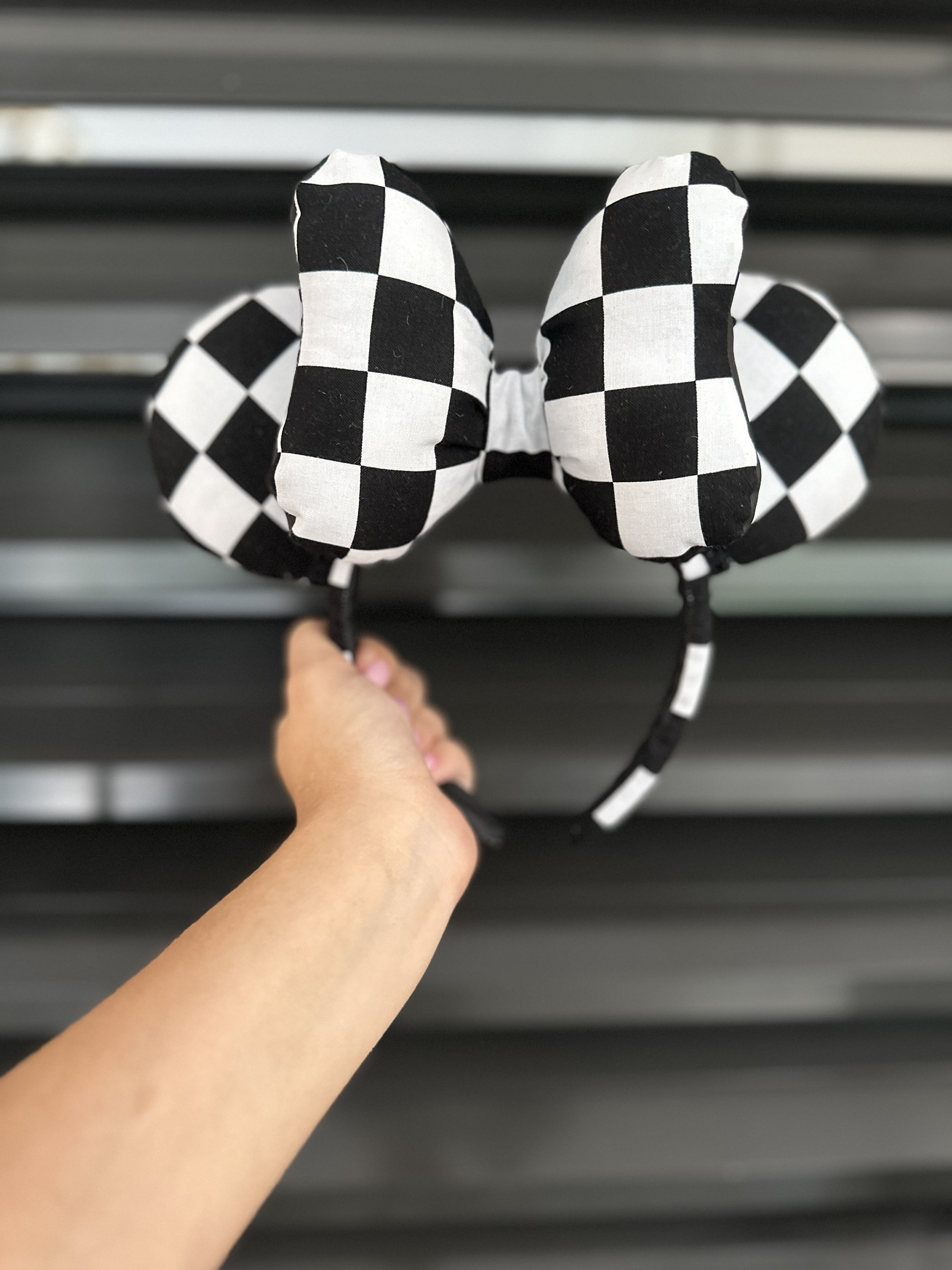 Halloween headband ears Black and white checkered Ears Head | Inspire ...