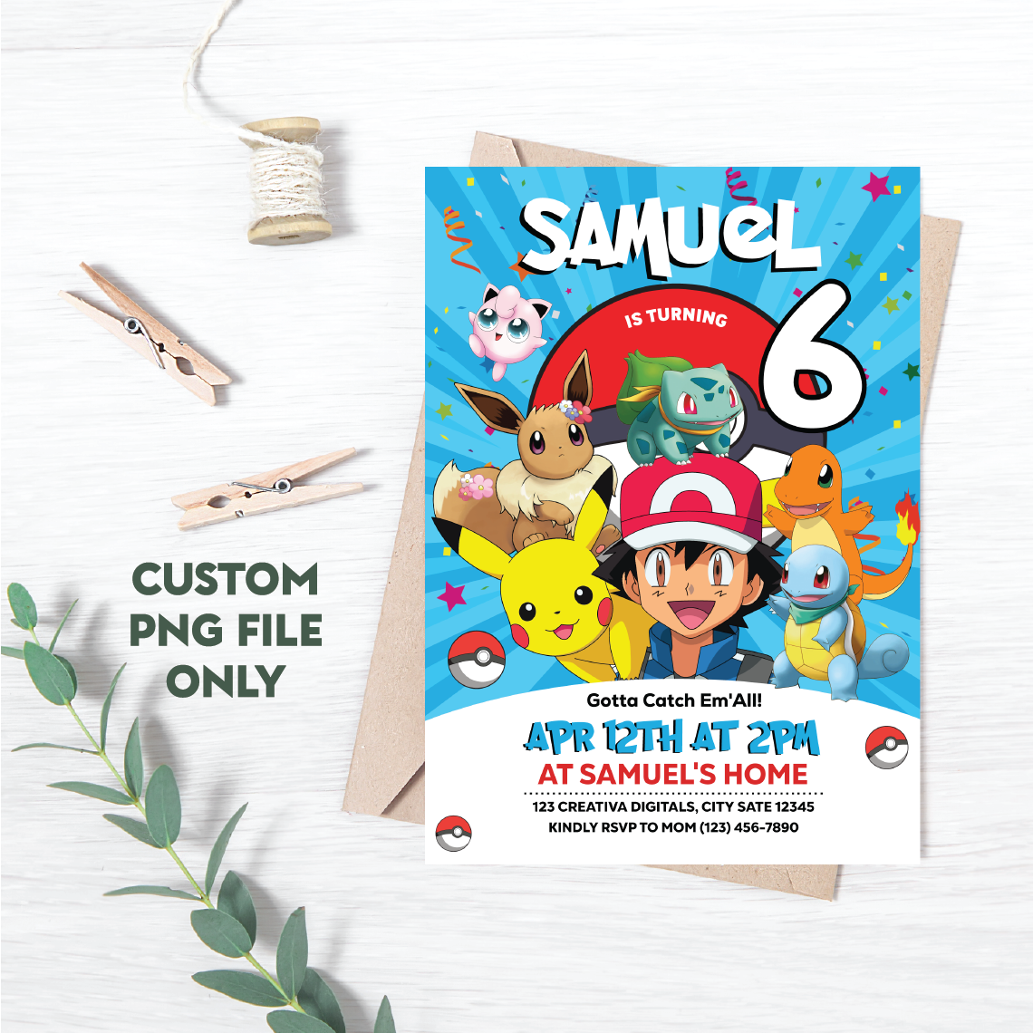 Personalized File Pokemon Birthday Invitation | Invitation | | Inspire ...