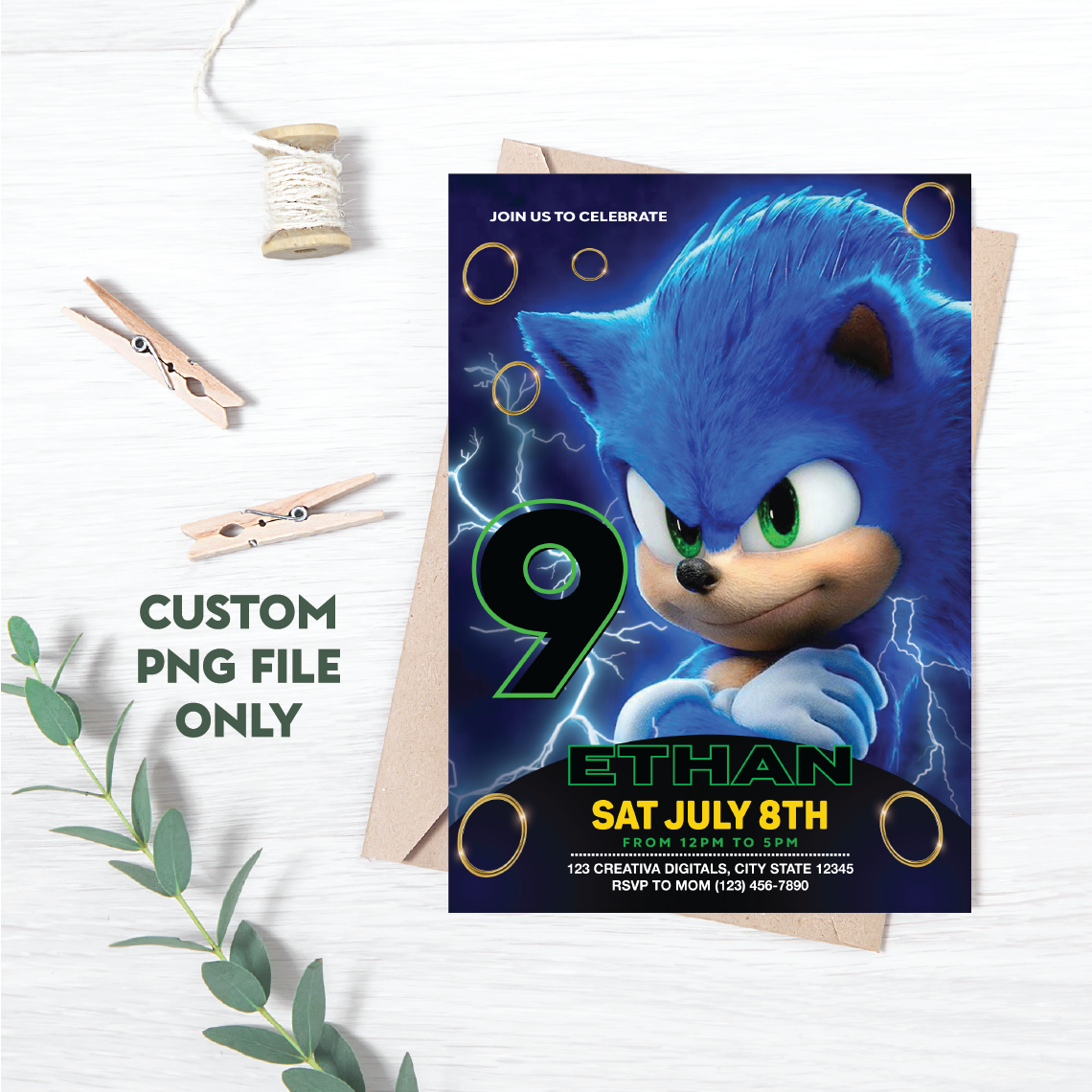 Personalized File Sonic Invitation | Sonic The Hedgehog | So | Inspire ...