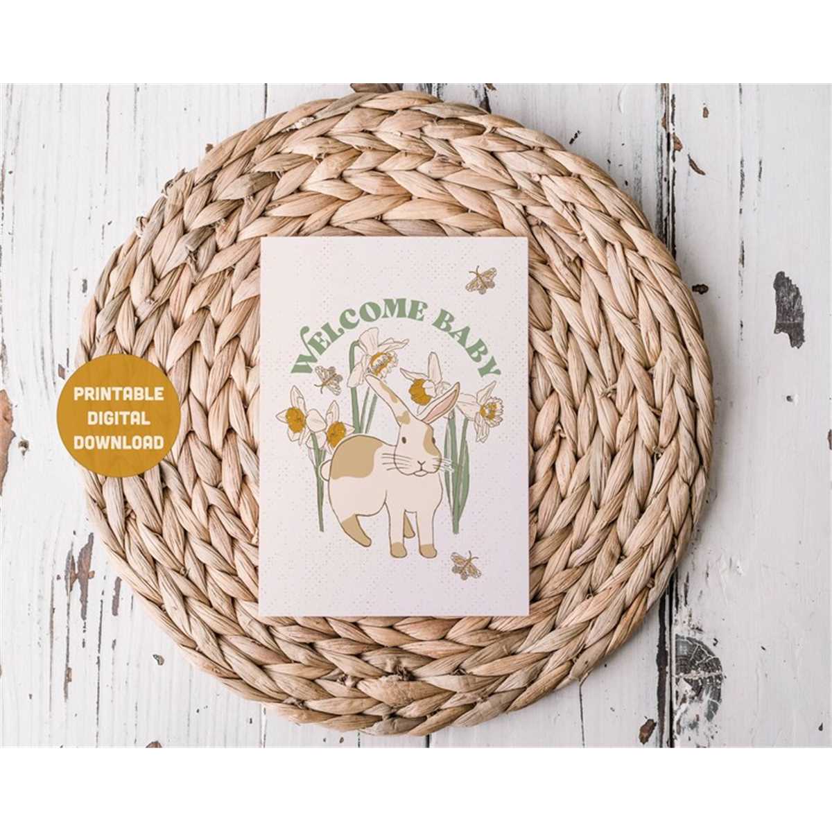 PRINTABLE 5x7 Welcome Baby card, Folded new baby card, print | Inspire ...