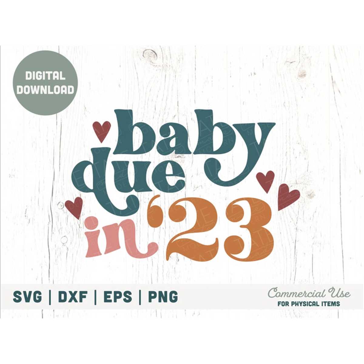 Baby due in '23 SVG cut file, Retro baby announcement SVG, 2 | Inspire ...