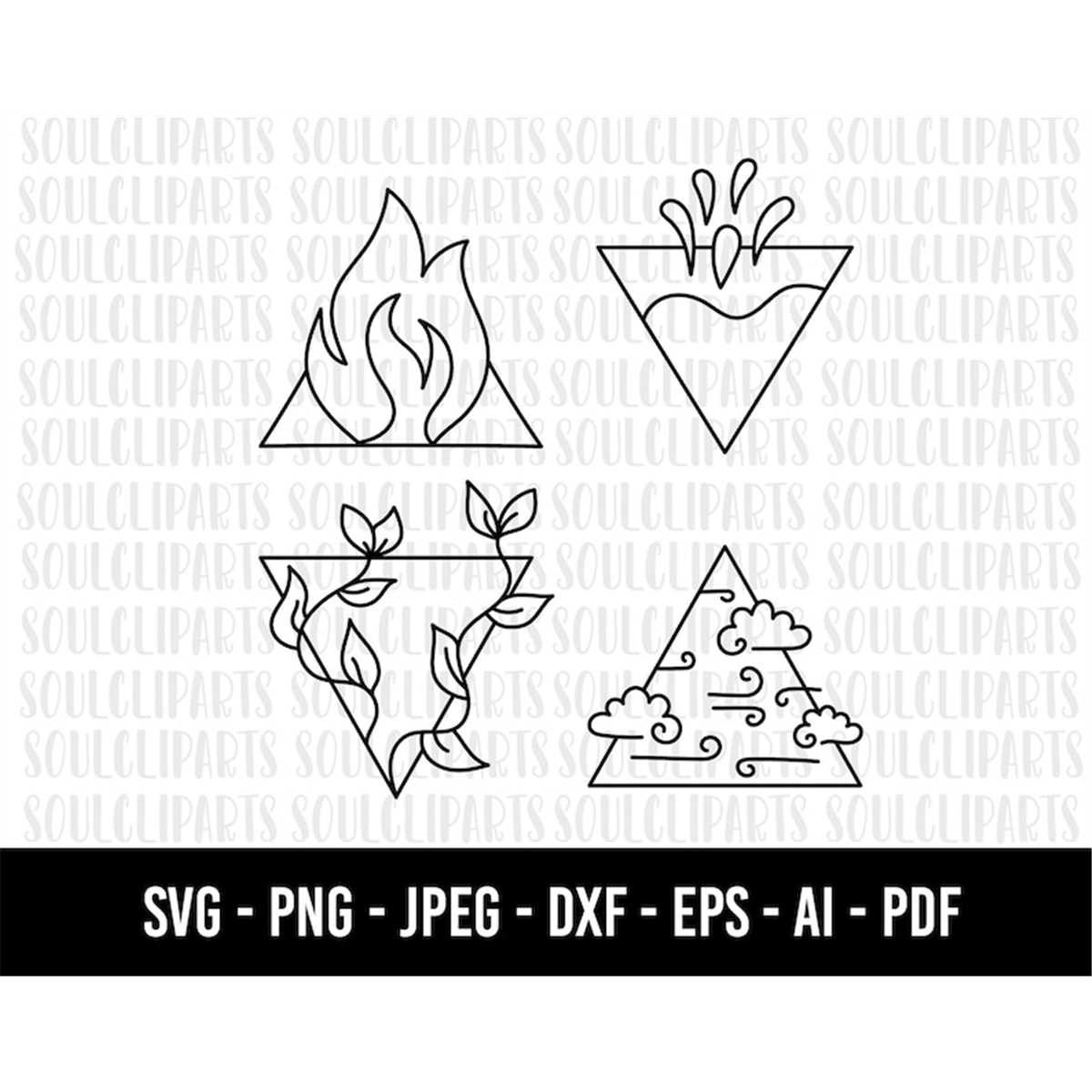 Four Elements Symbols Tattoo