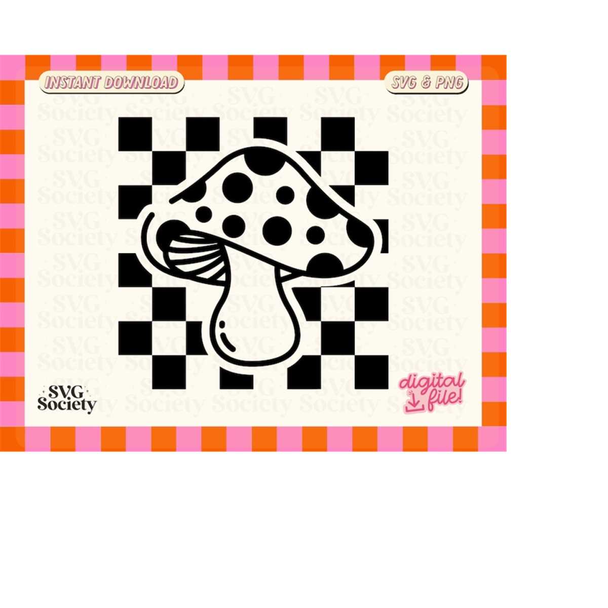 Retro Checkered Pattern Mushroom SVG, Groovy Trendy Svg, Des | Inspire ...
