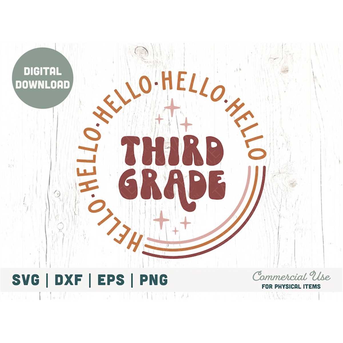 Hello Third Grade SVG cut file - Retro back to school svg, r | Inspire ...