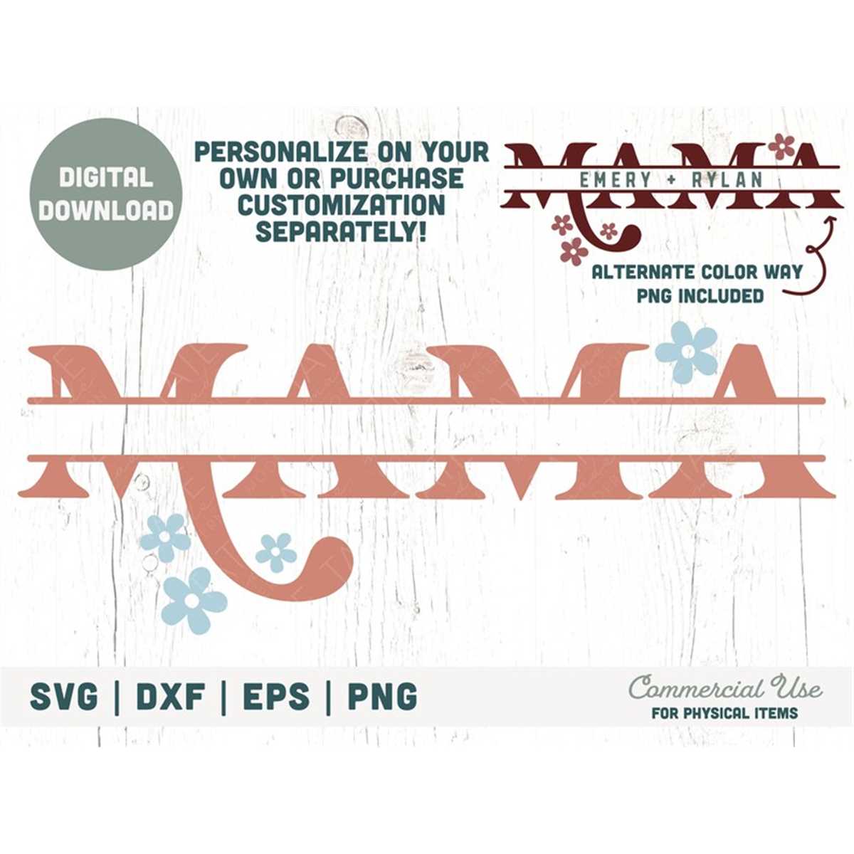 Mama Split Monogram Retro Svg Cut File Boho Personalized M Inspire