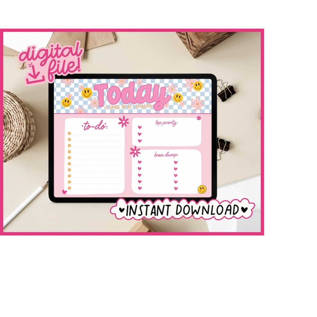 Floral Aesthetic Daily Digital Notepad, Instant Download, No | Inspire ...