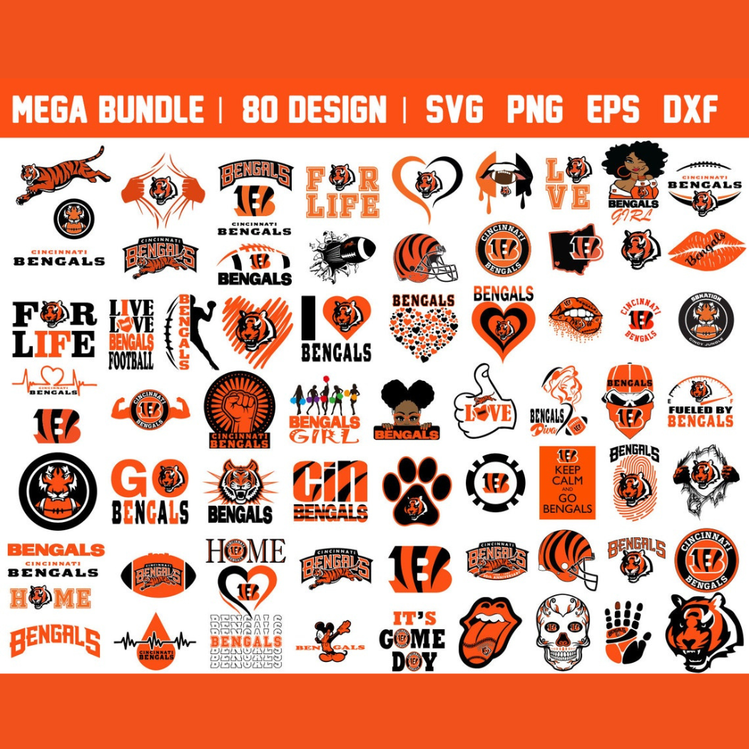 Cincinnati Bengals 80 designs NFL SVG Bundle Package designs | Inspire ...