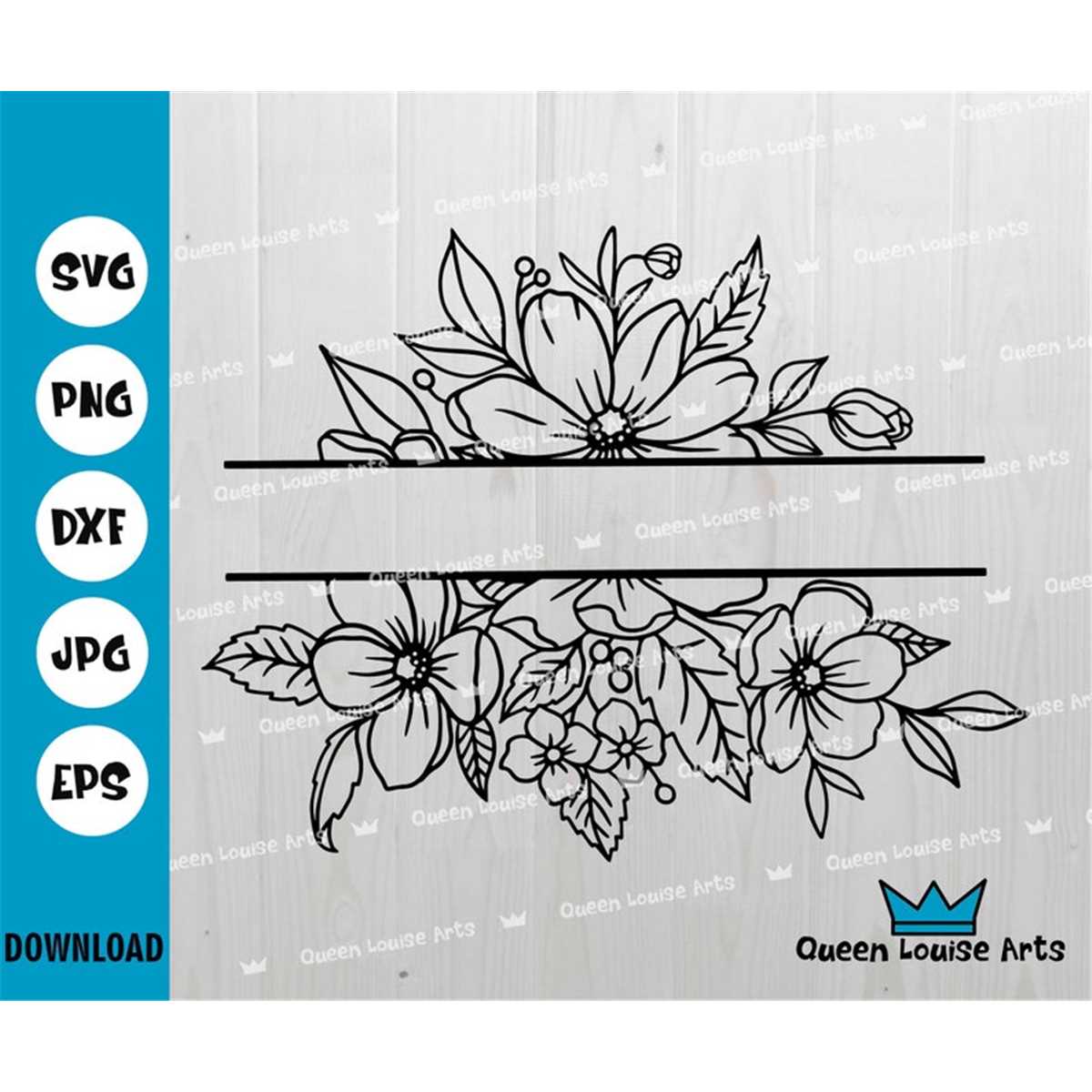 Flower frame SVG Dxf Png Pdf Split monogram Wedding frame, F | Inspire ...
