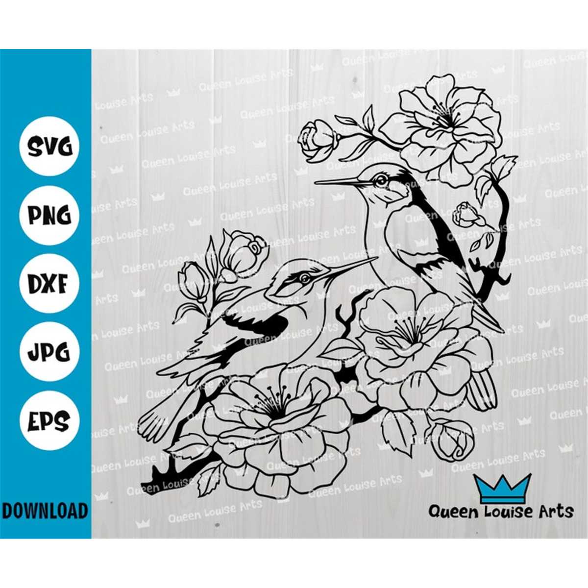 Birds On Flowers Svg Dxf Png Birds Flower svg arrival birds - Inspire ...