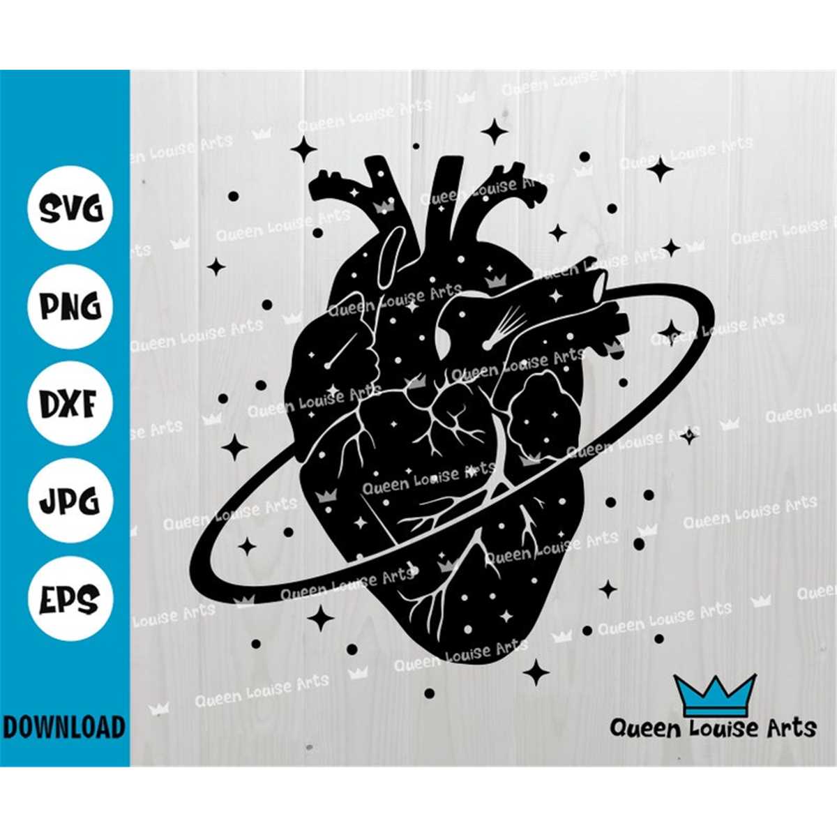 Anatomical heart SVG DXF PNG Magic starry celestial Heart pl | Inspire ...