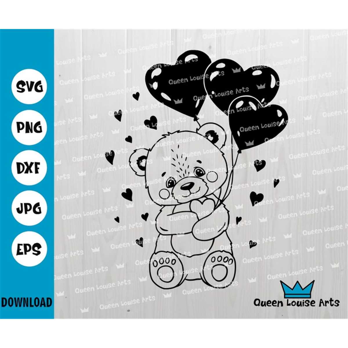 Valentine Bear SVG Bear Heart Balloons svg, Cricut Cut Files | Inspire ...