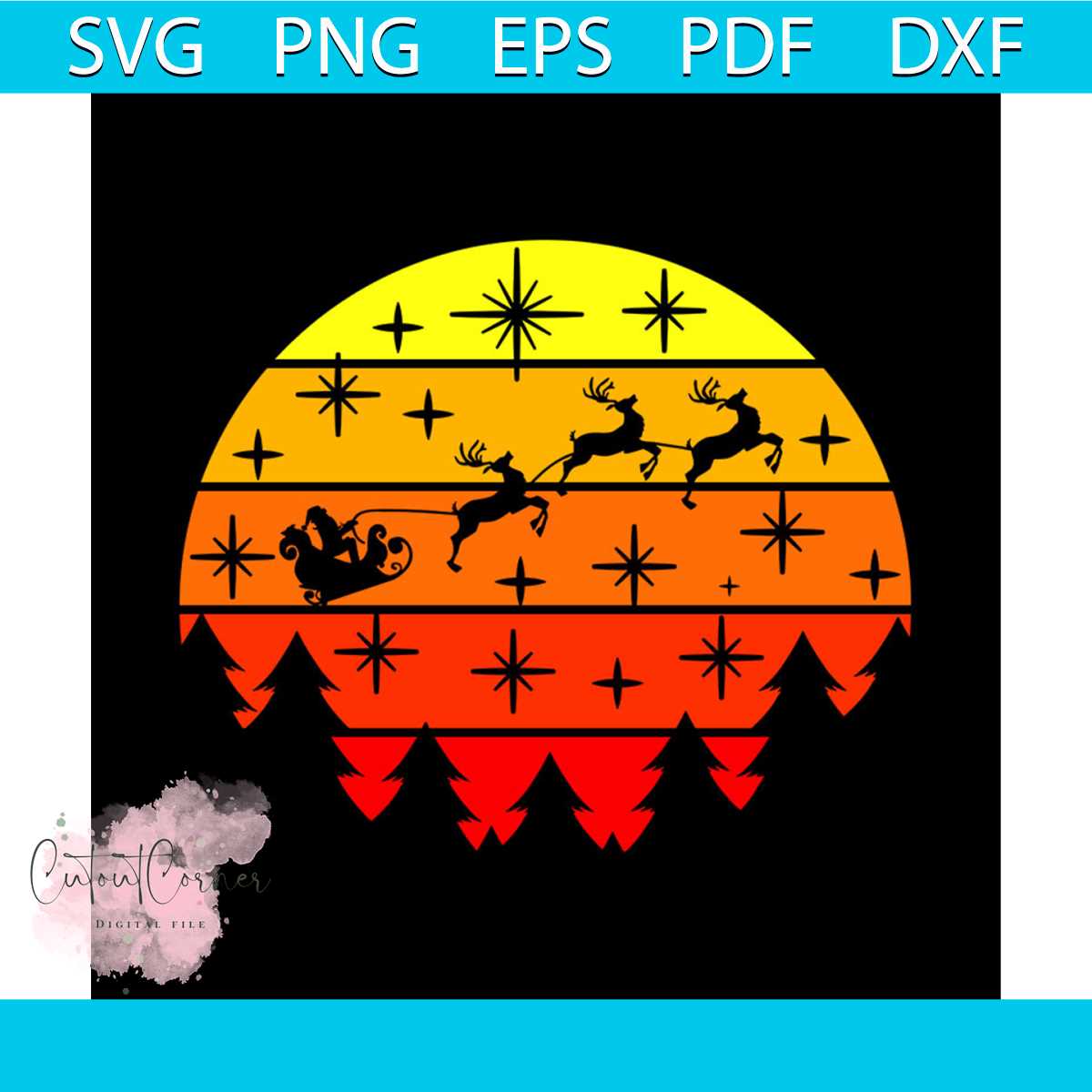 Vintage Christmas Scene With Santa Svg, Christmas Svg, Vinta | Inspire ...