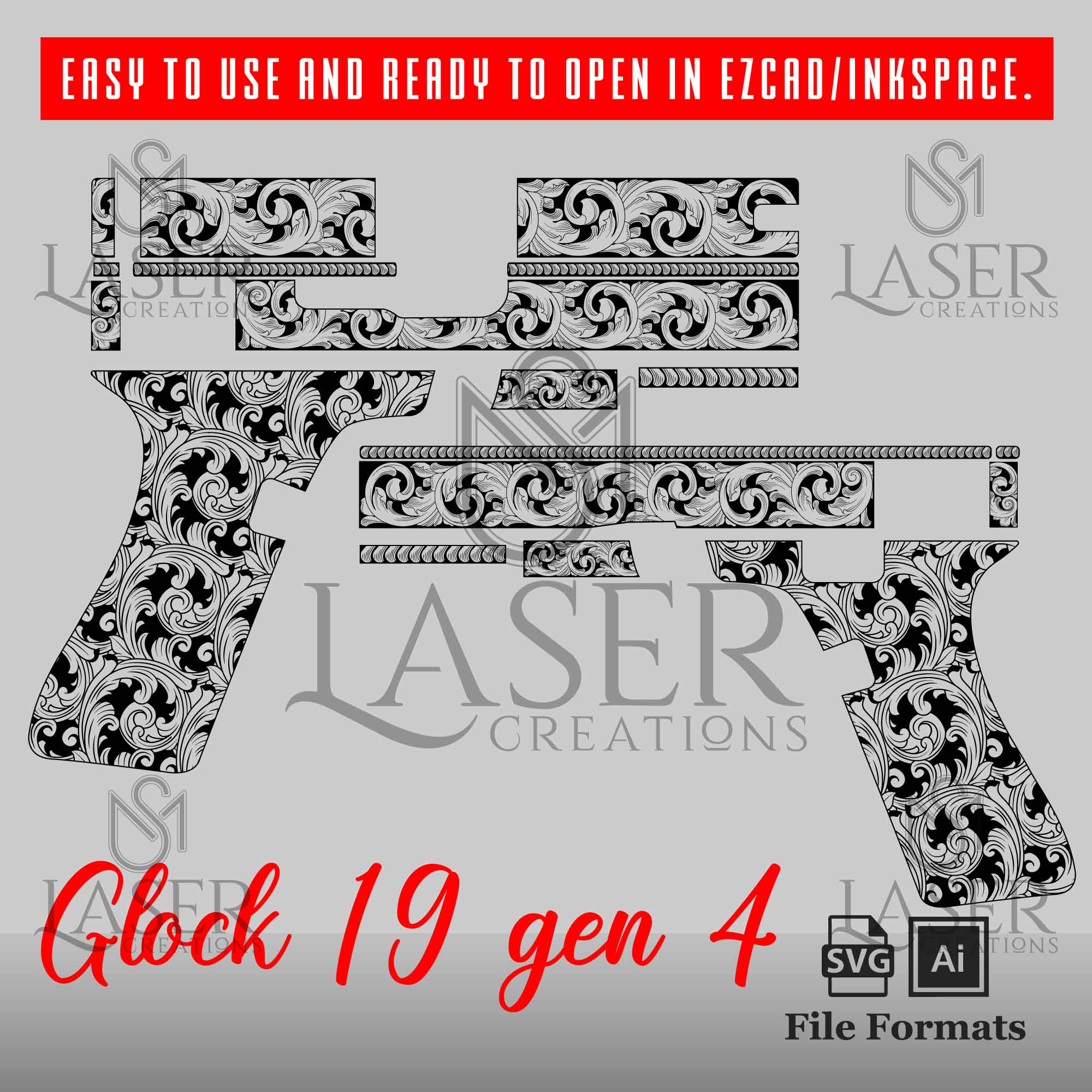 SM-Laser-Creation glock 19 gen 4 scrollwork | Inspire Uplift