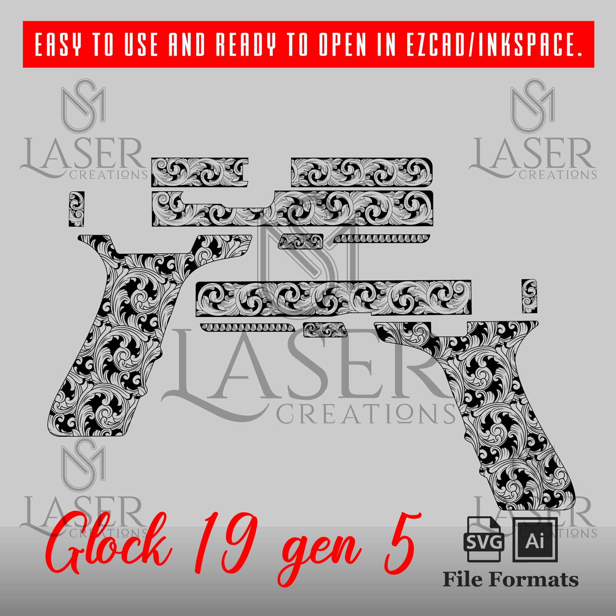 SM-Laser-Creation glock 19 gen 5 scrollwork | Inspire Uplift