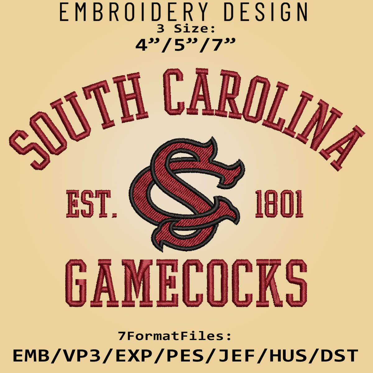 South Carolina Gamecocks embroidery design, NCAA Logo Embroi | Inspire ...