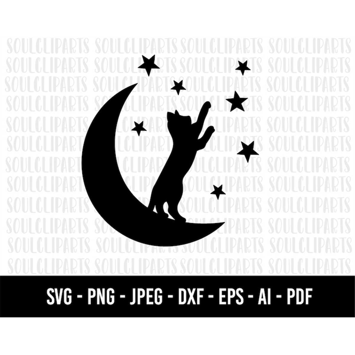 COD674-Cat clipart/cat svg/ Moon Cat SVG, Cat SVG Files, Moo | Inspire ...