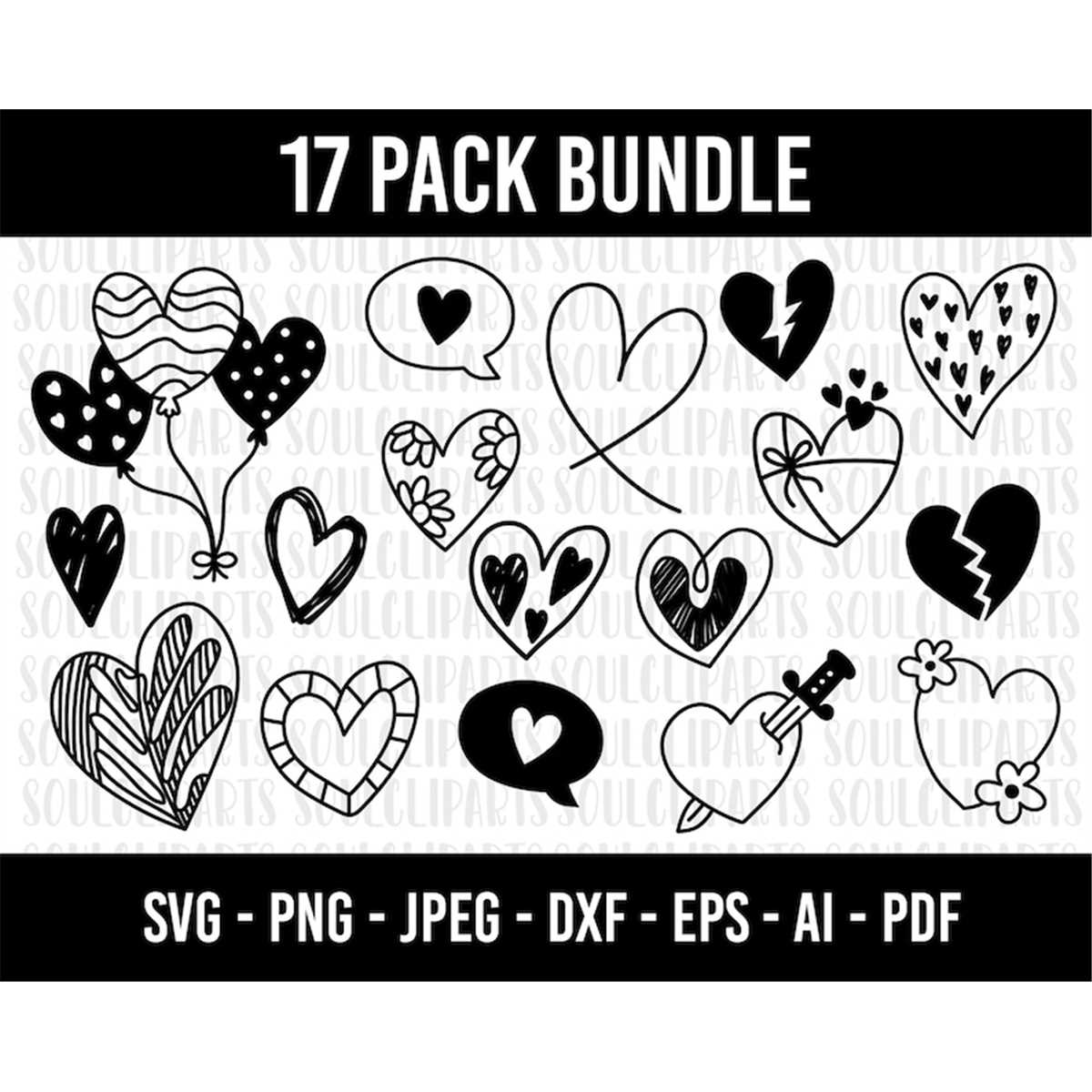 COD53-Doodle Heart SVG Bundle/ Svg Bundle/Self Love Svg/Hear | Inspire ...