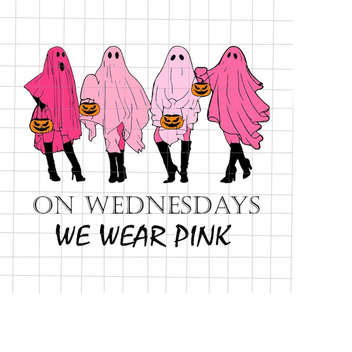 On Wednesday We Wear Pink Svg, Ghost Girl Pink Halloween Svg | Inspire ...