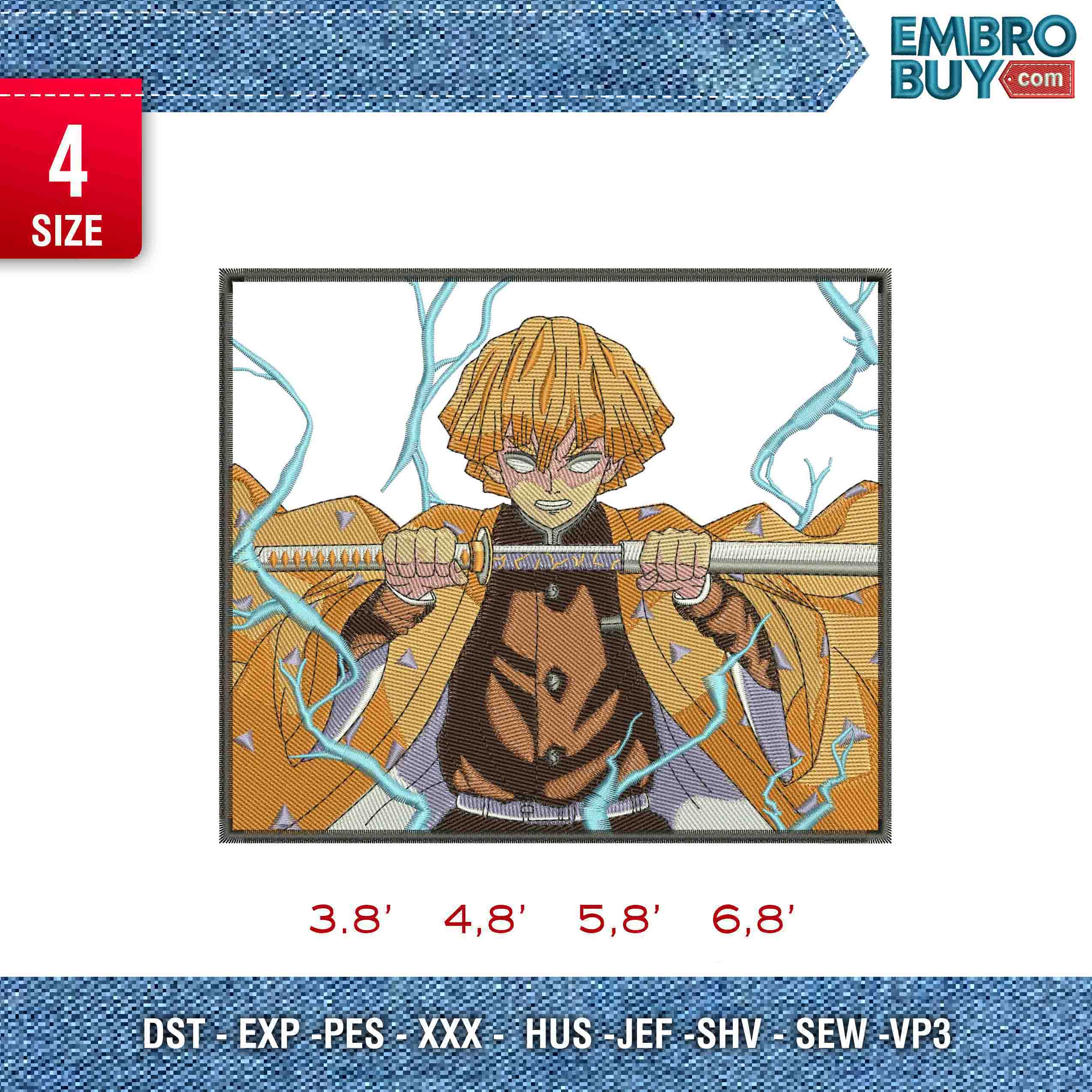 Zenitsu Agatsuma / Anime Embroidery Design/ Anime design/ Em | Inspire ...