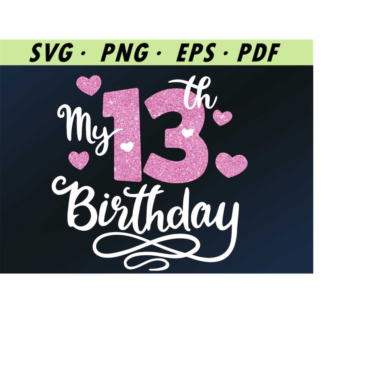 My Thirteenth Birthday SVG files for Cricut, teenager 13, 13 | Inspire ...