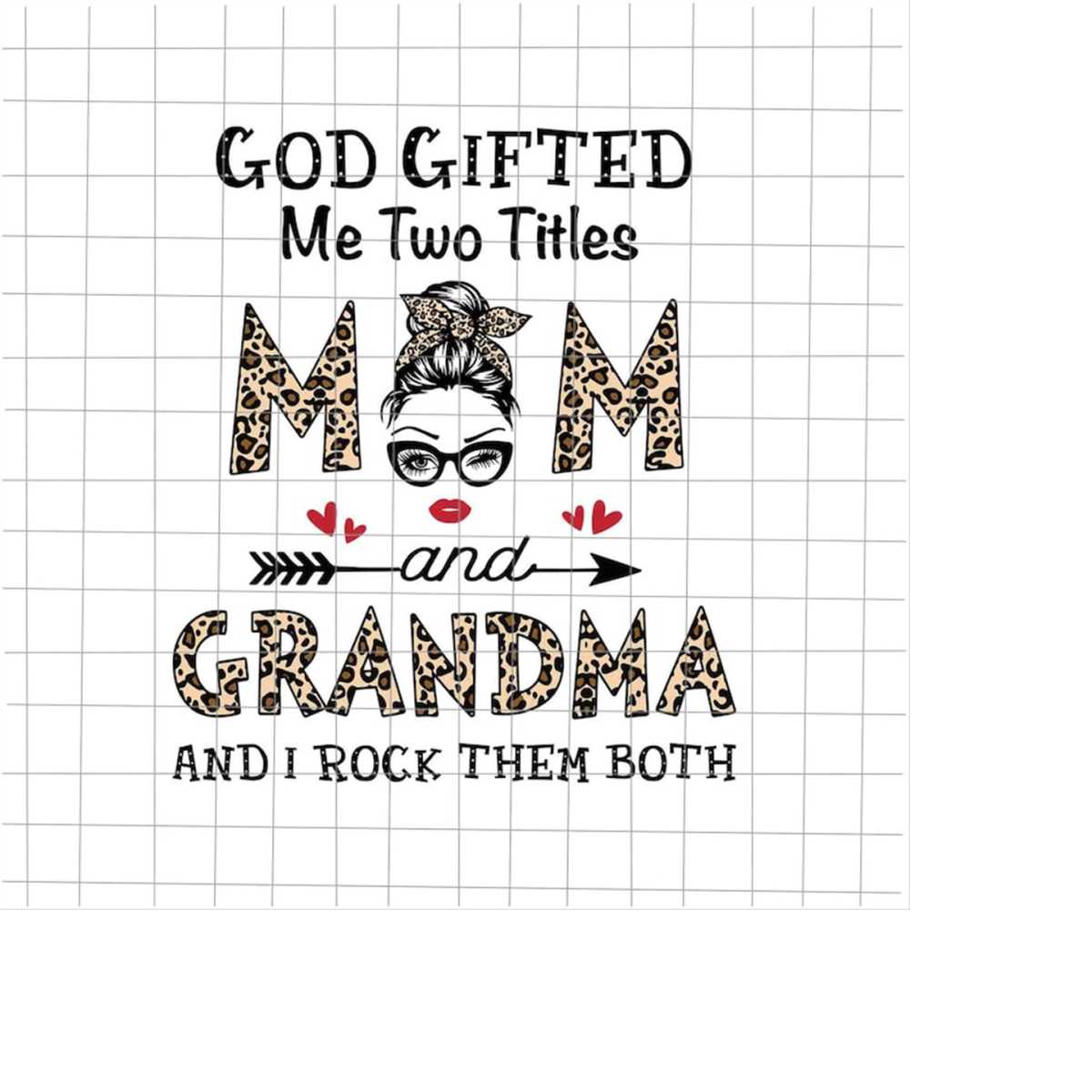 God Gifted Me Two Titles Mom And Grandma Svg, Leopard Patter | Inspire Uplift