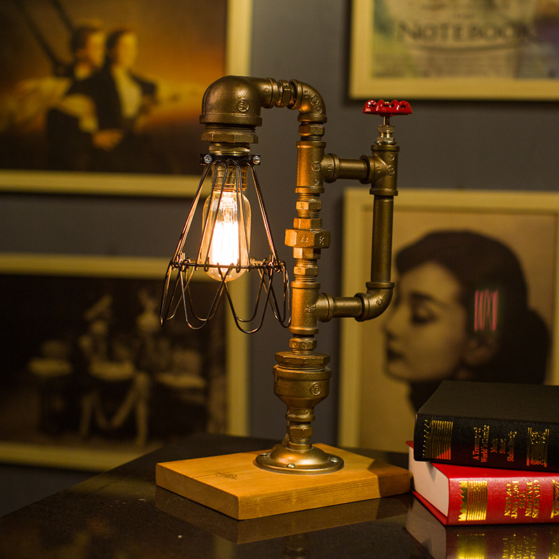 Loft Industrial Style Retro Table Lamp Edison Water Tube Tab | Inspire ...