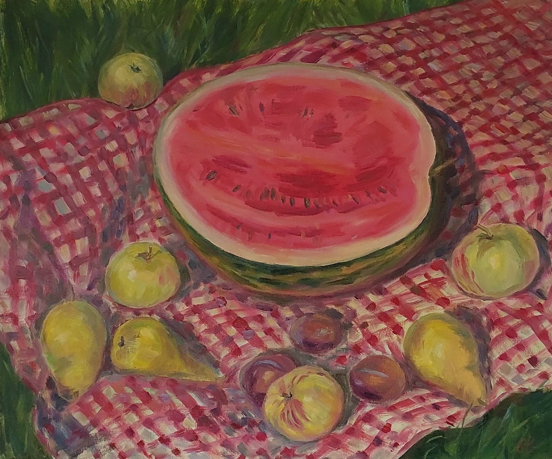 Still life watermelon oil painting on canvas | Inspire Uplift