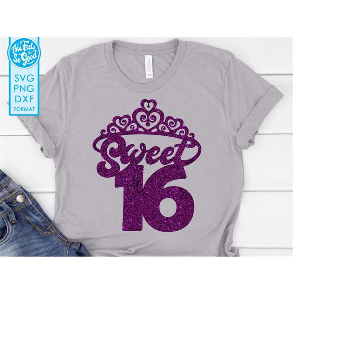 Sweet 16 svg, 16 16th birthday svg, png, dxf. Sweet 16 clipa - Inspire ...