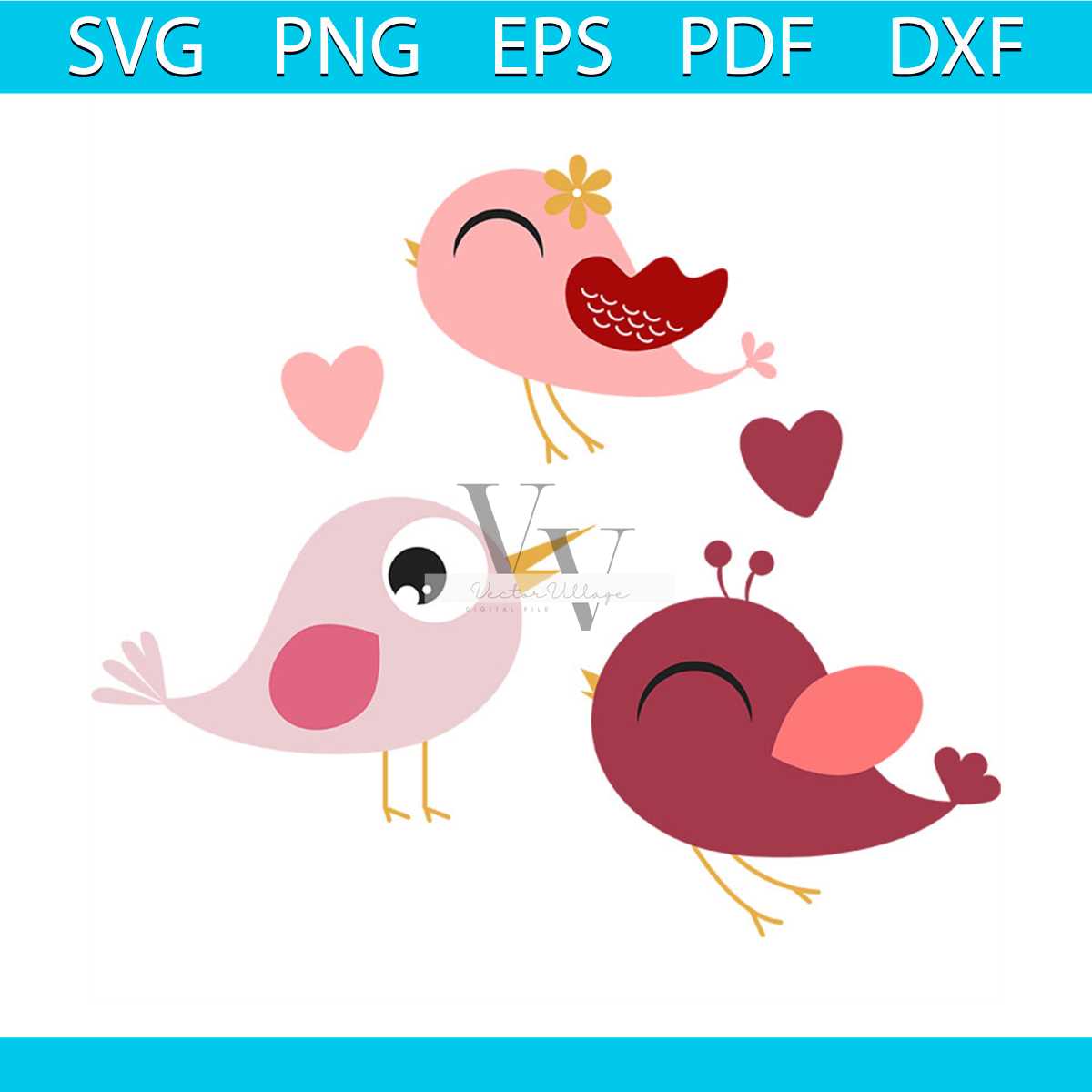 Valentine Birds Svg, Valentine Svg, Pink Birds Svg, Heart Sv | Inspire ...