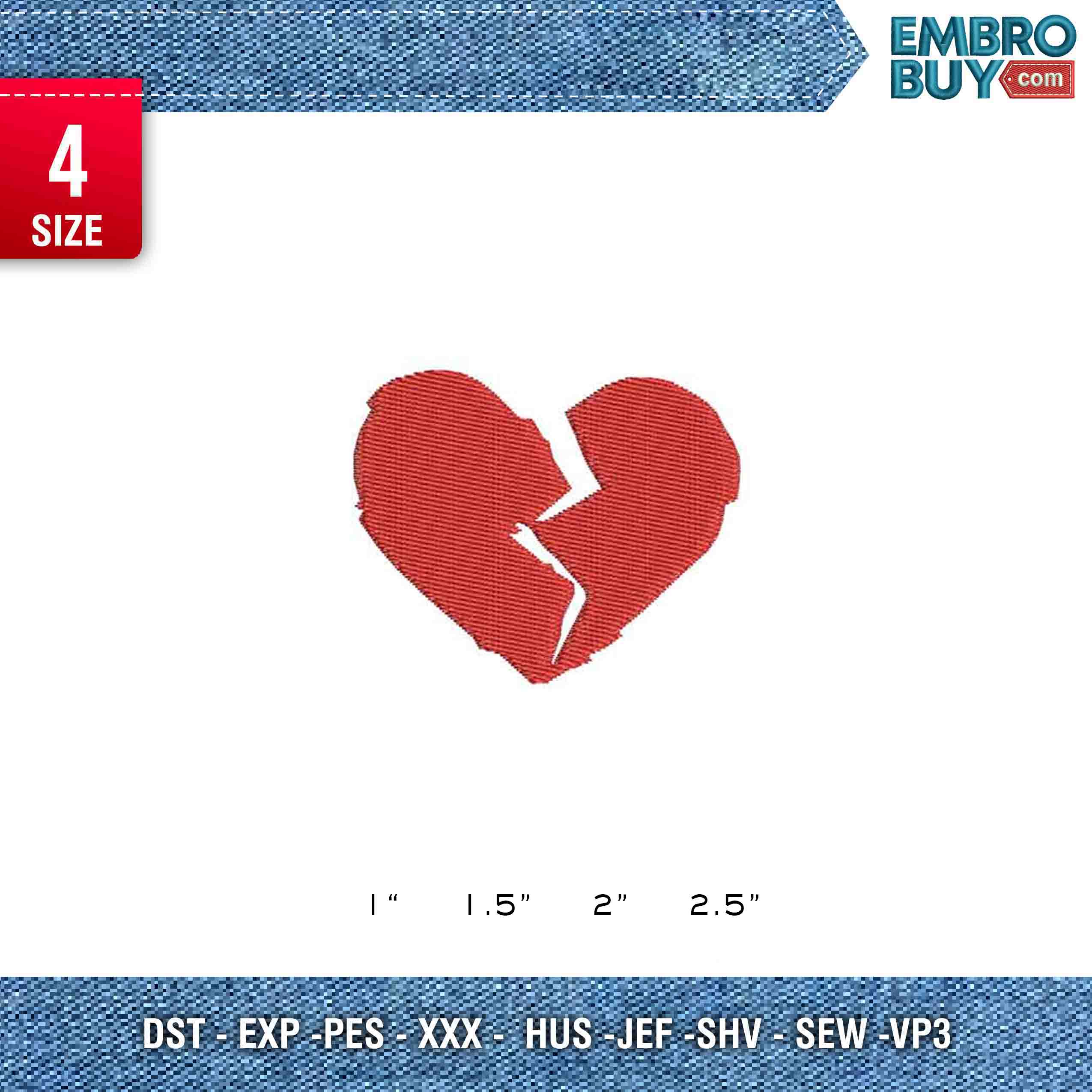 Broken heart / Logo design/ Embroidery Pattern/ Design PES | Inspire Uplift