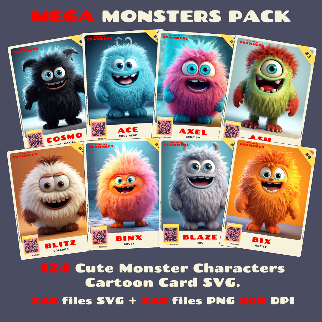 Cute SVG Monsters. 3D monsters. Card monsters SVG. Cute Mons | Inspire ...