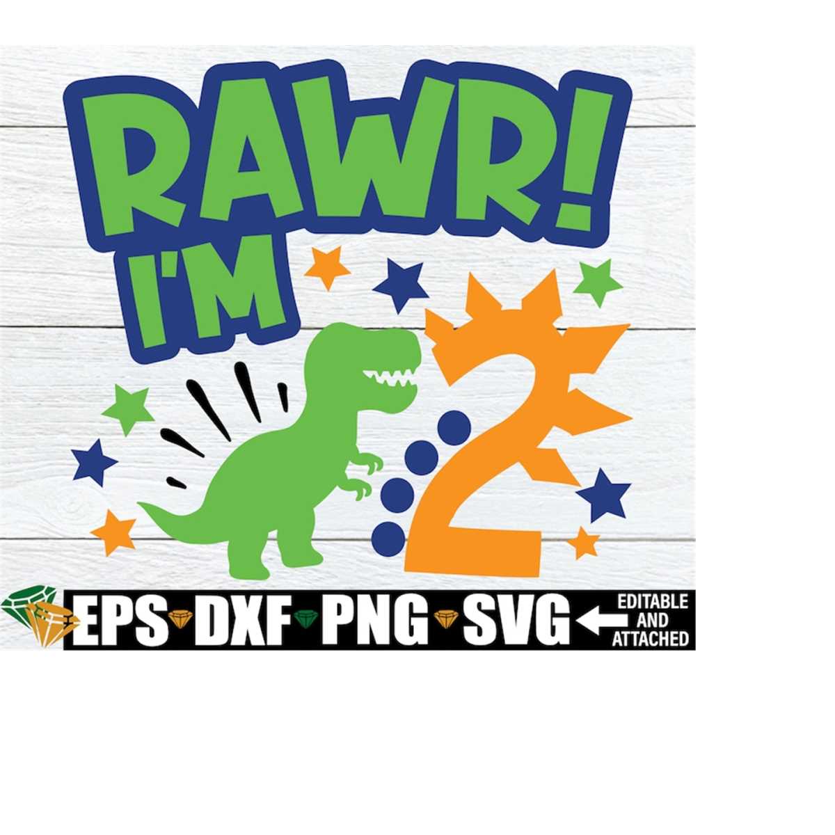 Rawr I'm 2, Boys 2nd Birthday svg, 2nd Dinosaur Birthday svg | Inspire Uplift